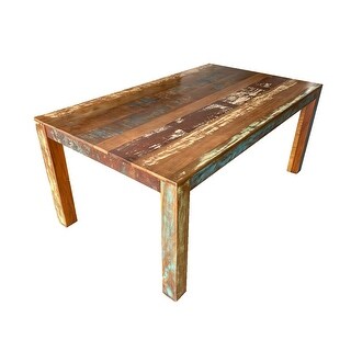 72" Brown and Patina Distressed Solid Wood Rectangular Dining Table - Bed Bath & Beyond - 39672601